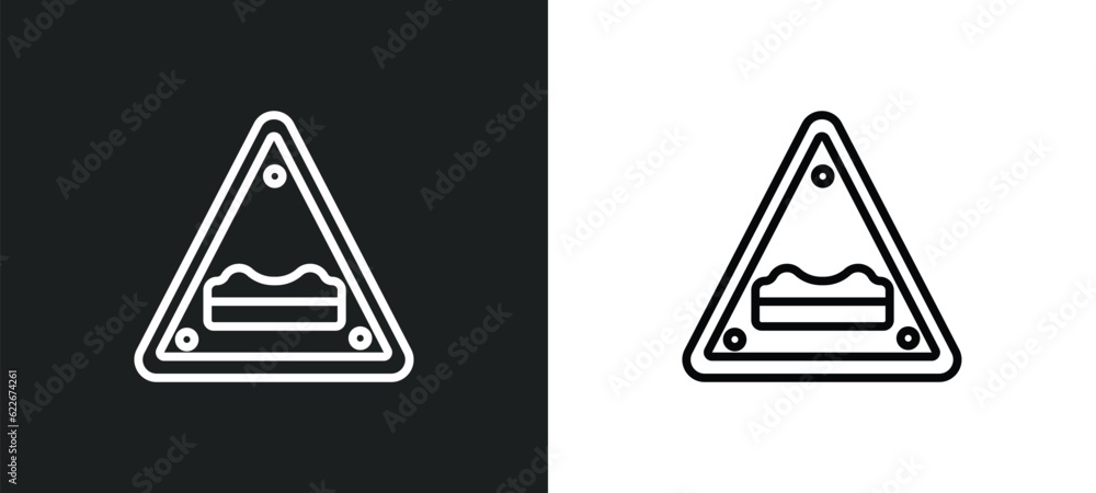 pothole outline icon in white and black colors. pothole flat vector icon from traffic signs ...
