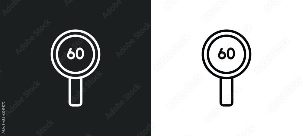 speed limit outline icon in white and black colors. speed limit flat ...