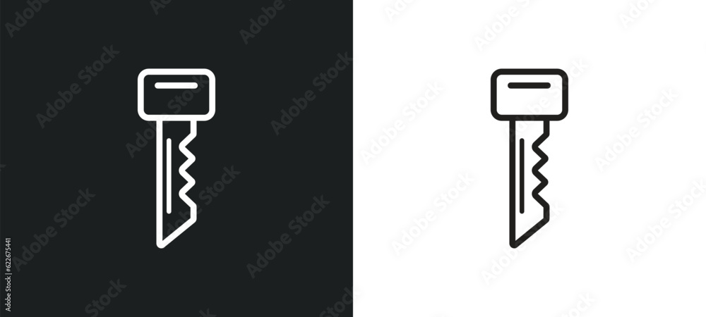 tiny key outline icon in white and black colors. tiny key flat vector ...