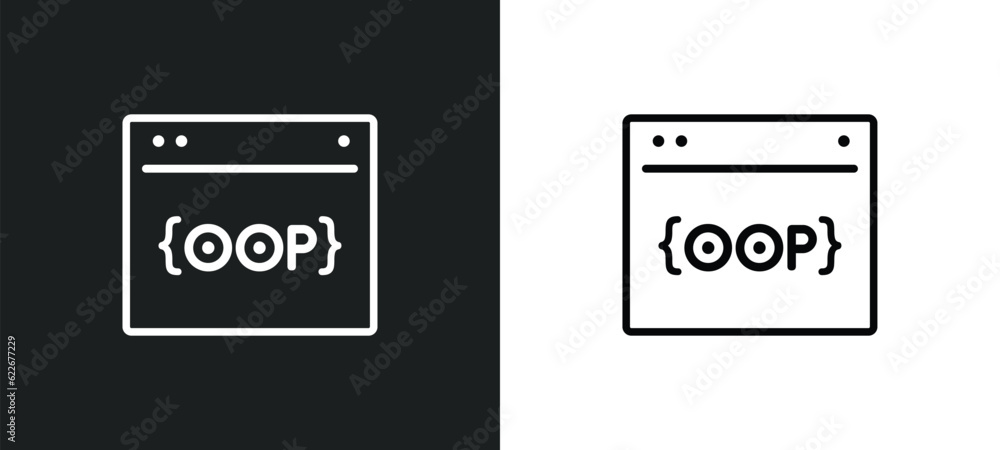 Object Oriented Programming Outline Icon In White And Black Colors Object Oriented Programming