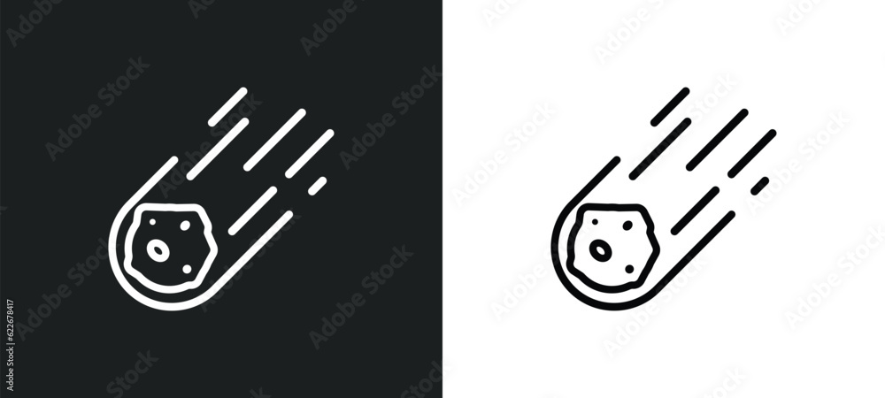 meteorite outline icon in white and black colors. meteorite flat vector ...