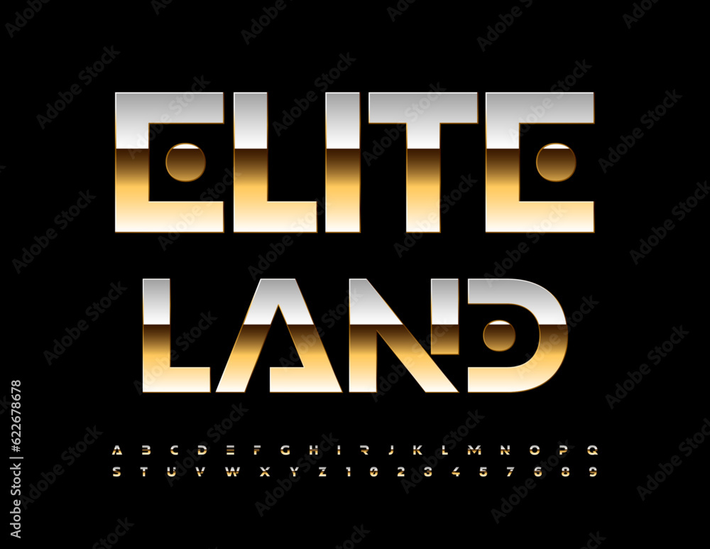 Vector premium template elite World. Modern Golden Font. Chic Alphabet ...