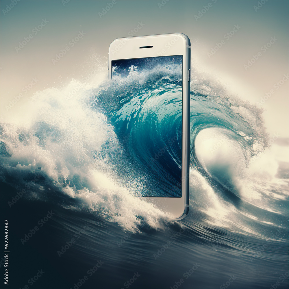 Mobile Phone surfing, Handy surf wave, internet network and ...