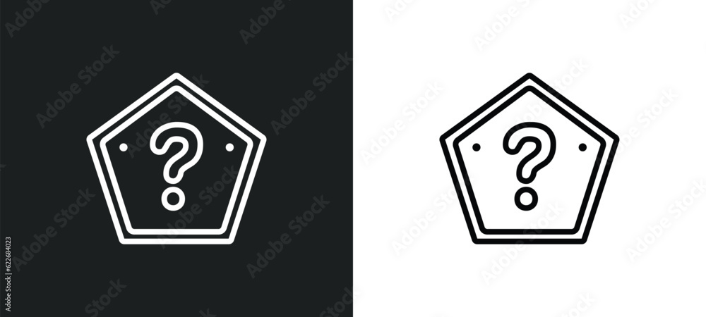 question mark button outline icon in white and black colors. question ...