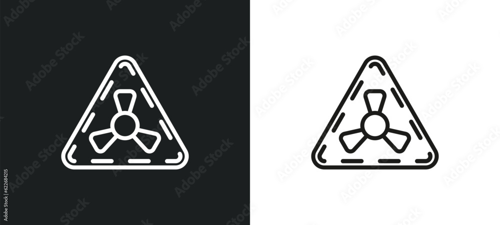 toxic waste outline icon in white and black colors. toxic waste flat ...