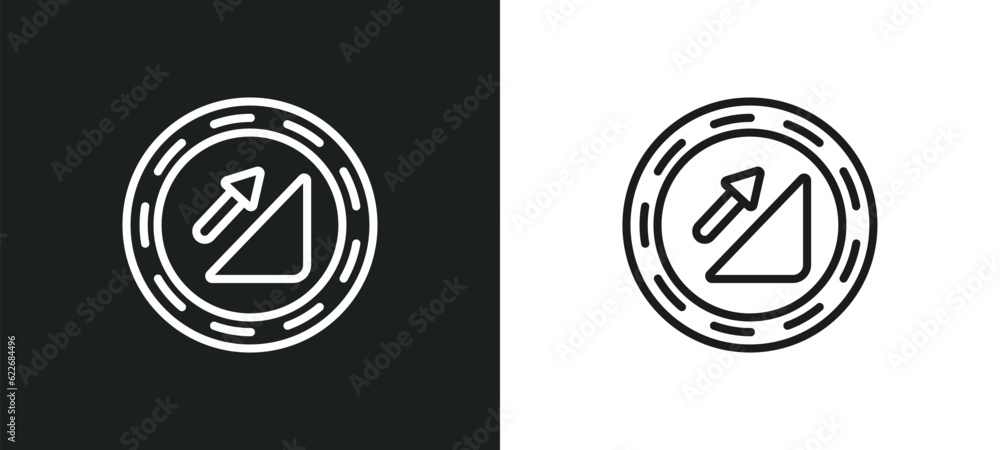 slope outline icon in white and black colors. slope flat vector icon ...