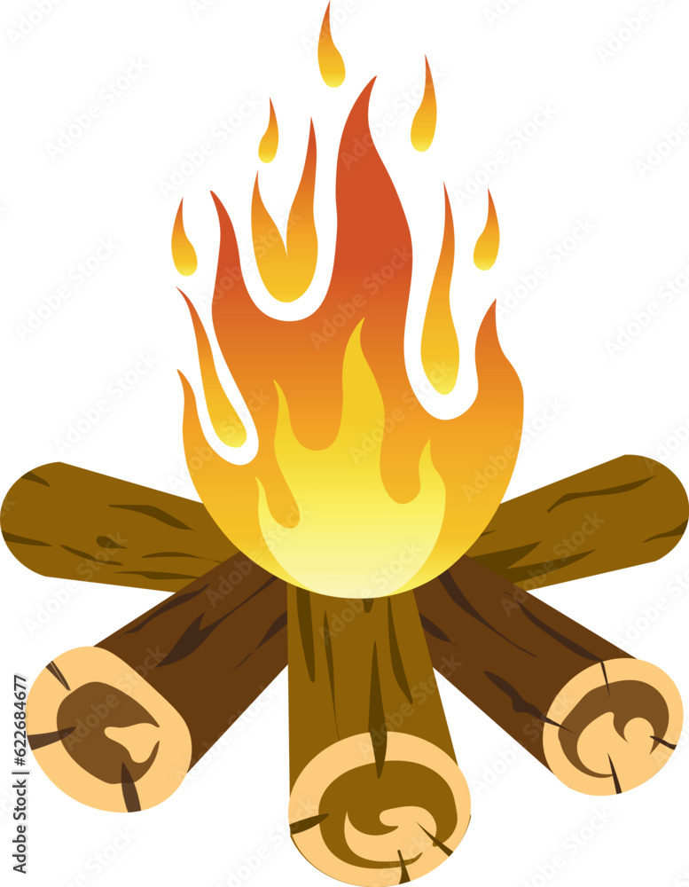 camp fire bon fire illustration vector Stock Vector | Adobe Stock
