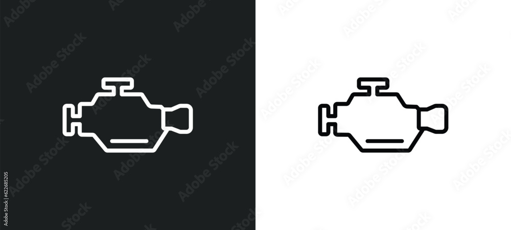 malfunction indicador outline icon in white and black colors ...