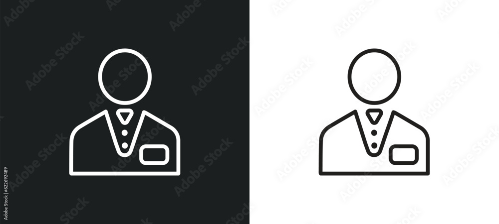clerk outline icon in white and black colors. clerk flat vector icon ...
