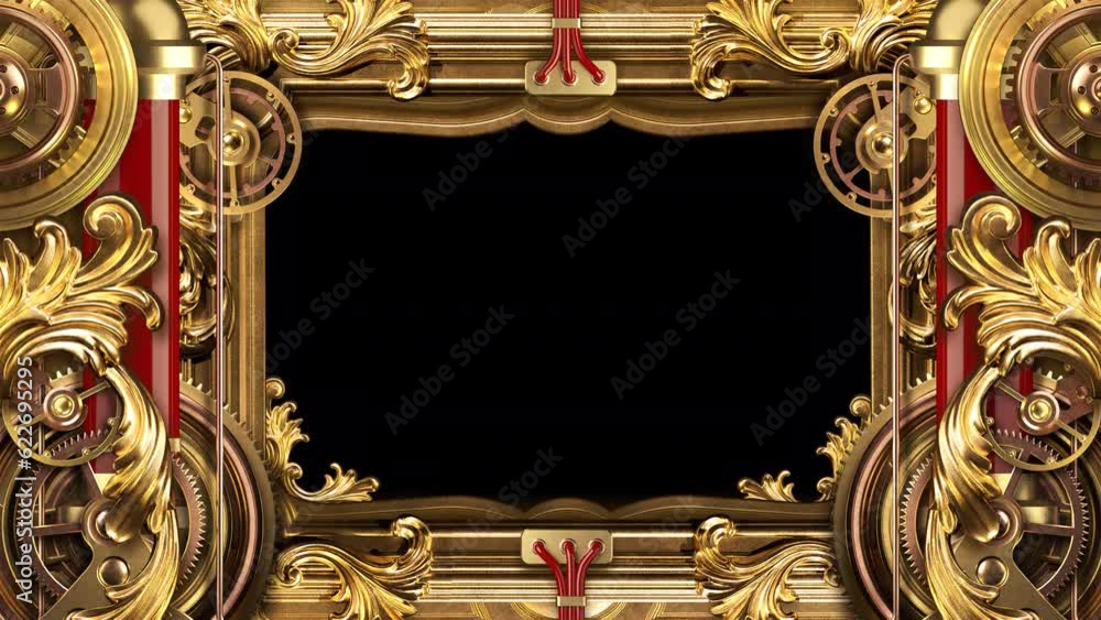 Steampunk Frame With Animated Gears And Details. Animation On The Theme ...