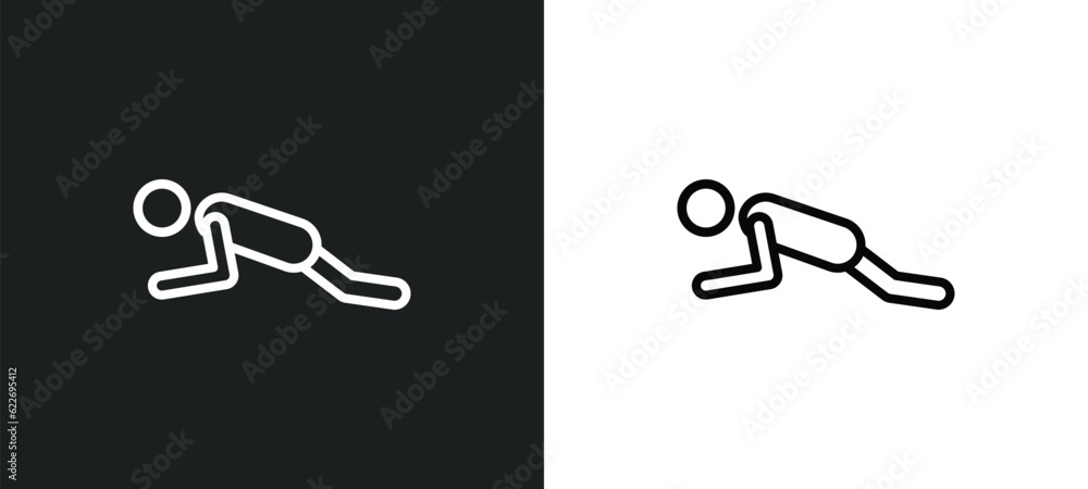 person practicing a strengthen posture outline icon in white and black ...