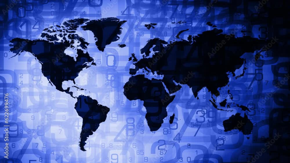 Computational animation mapping the world's information flow through dynamic numbers. Digital ...