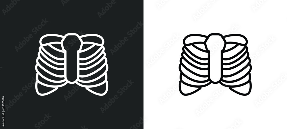 sternum outline icon in white and black colors. sternum flat vector ...