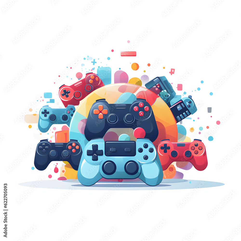 This minimalist vector illustration of cartoon video game controllers ...