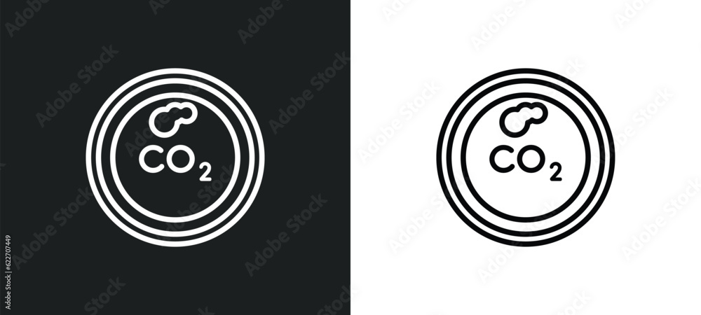 co2 outline icon in white and black colors. co2 flat vector icon from ...