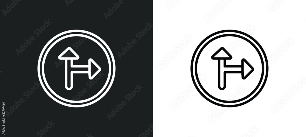Vecteur Stock left side road outline icon in white and black colors ...