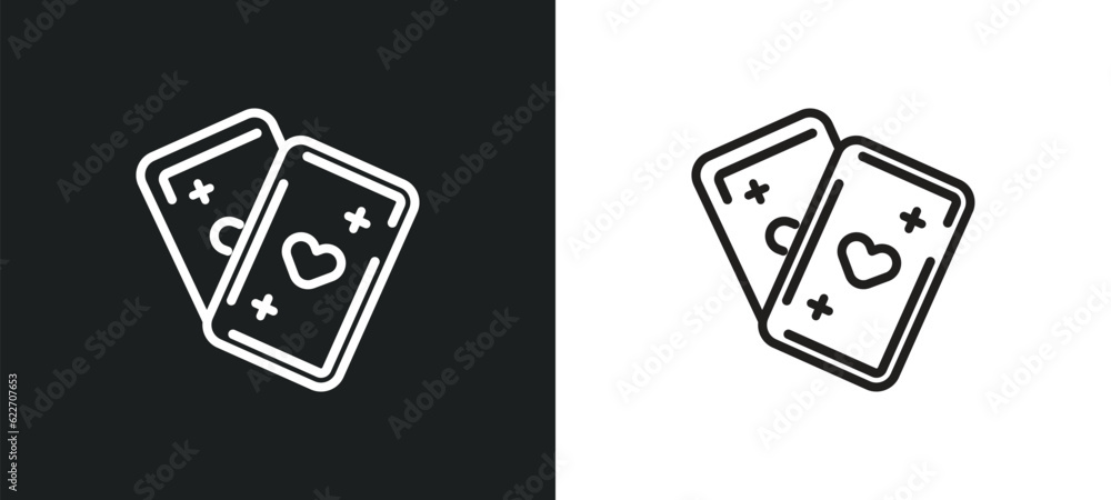 playing cards outline icon in white and black colors. playing cards ...