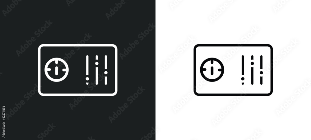 control panel outline icon in white and black colors. control panel ...