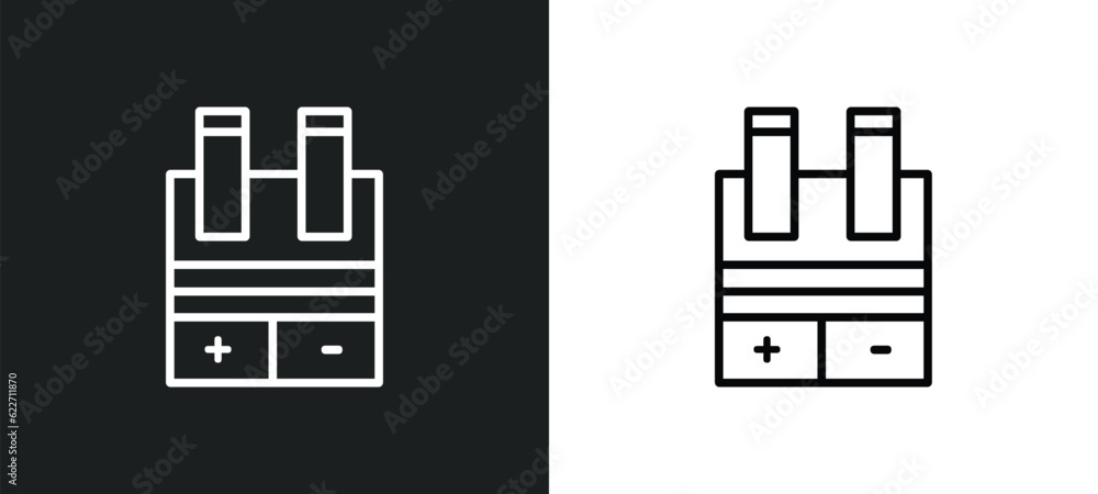 electrolysis outline icon in white and black colors. electrolysis flat ...