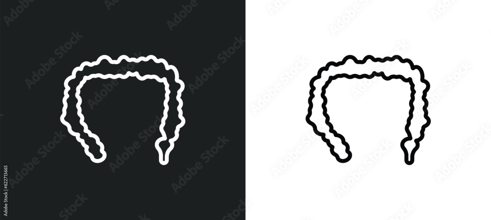 large intestine outline icon in white and black colors. large intestine ...