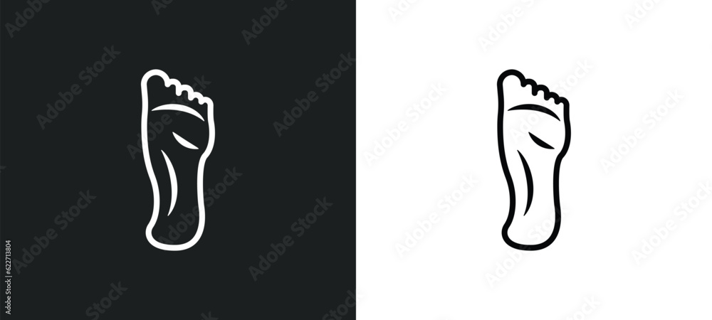 human foot outline icon in white and black colors. human foot flat ...