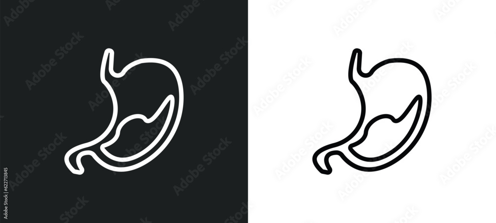human abdomen outline icon in white and black colors. human abdomen ...