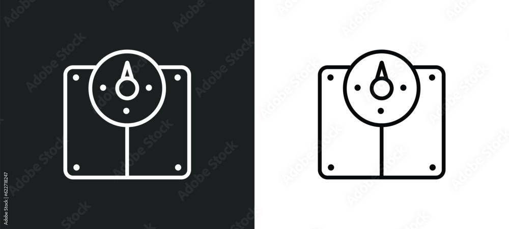 weight scale outline icon in white and black colors. weight scale flat ...