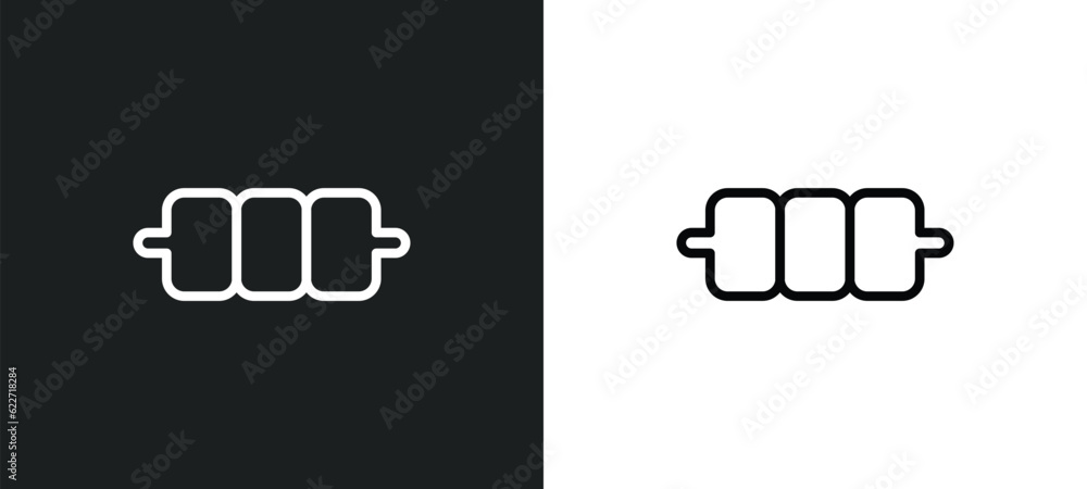 triceps bar outline icon in white and black colors. triceps bar flat ...