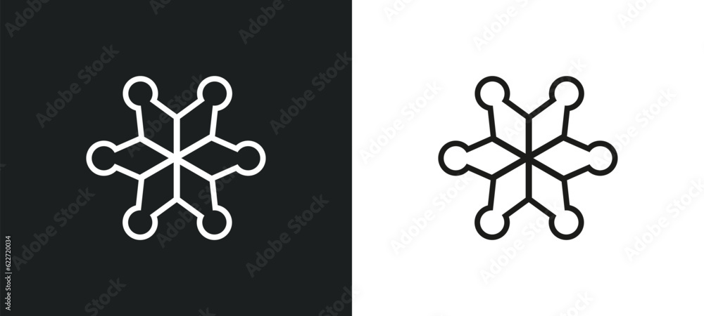 Vetor de star of six points outline icon in white and black colors ...