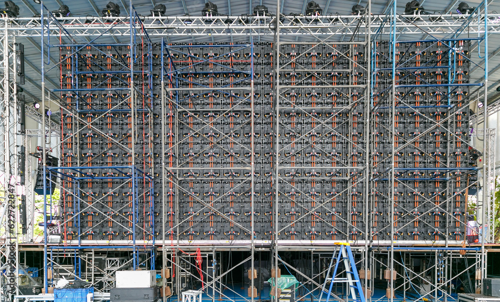 Screen Monitor Display group LED Panels backside rear view with cable ...