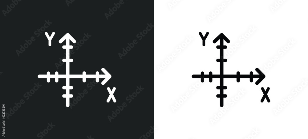 Cartesian Coordinate System Outline Icon In White And Black Colors