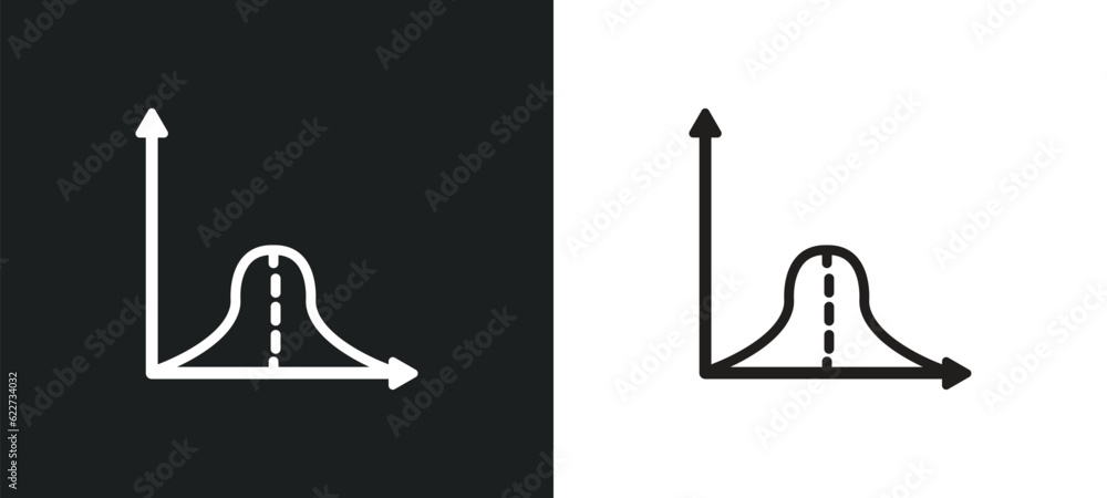 Gaussian Function Outline Icon In White And Black Colors Gaussian Function Flat Vector Icon