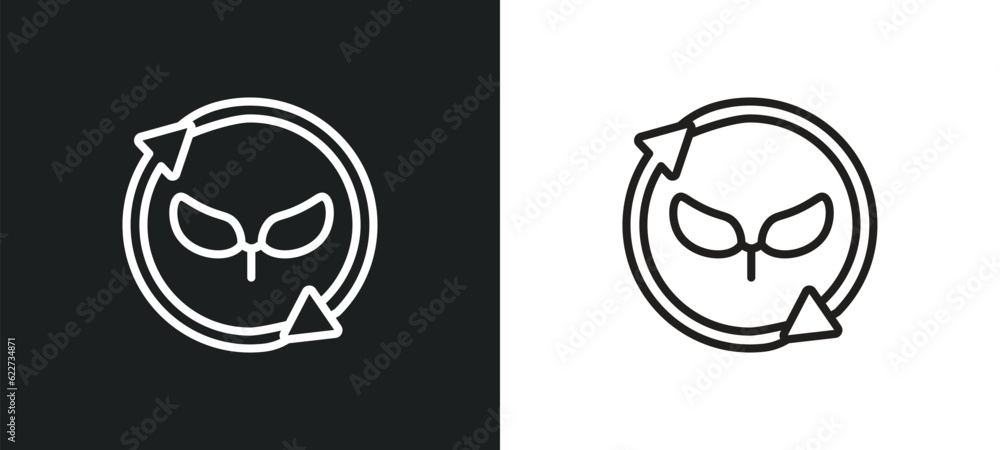 renewable energy outline icon in white and black colors. renewable ...