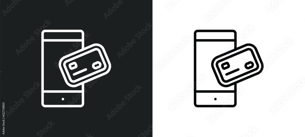 payment method outline icon in white and black colors. payment method ...
