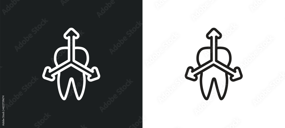 intraoral outline icon in white and black colors. intraoral flat vector ...