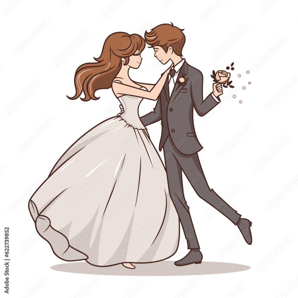 Wedding hand-drawn comic illustration. Wedding. Vector doodle style ...