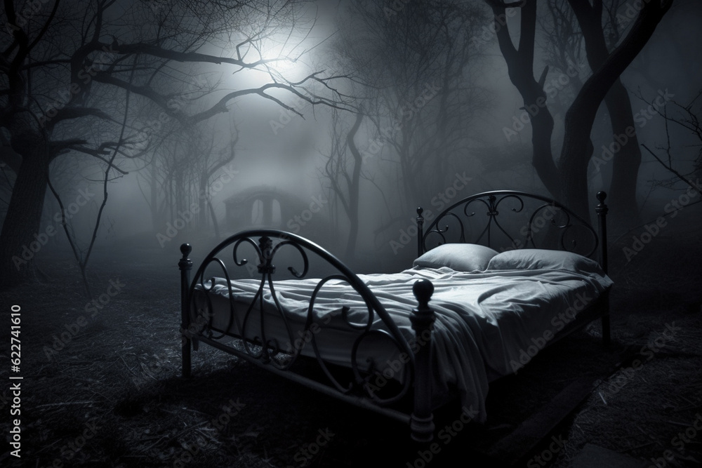 Realistic horrible nightmare in the room with monsters. Stock ...