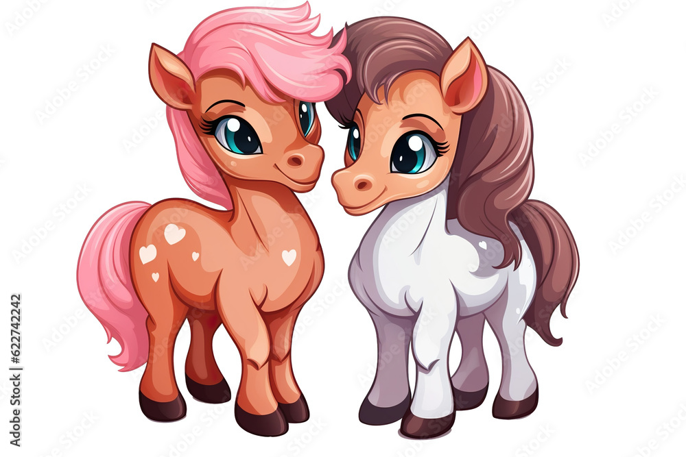 kawaii cute Horses sticker image, in the style of kawaii art, meme art ...