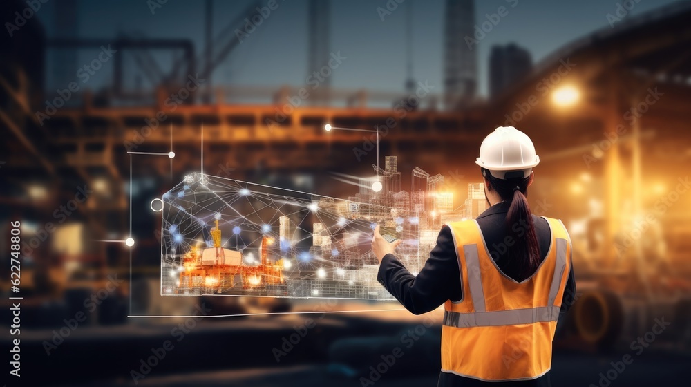 Engineer and Architect analyzing of under construction project with ...