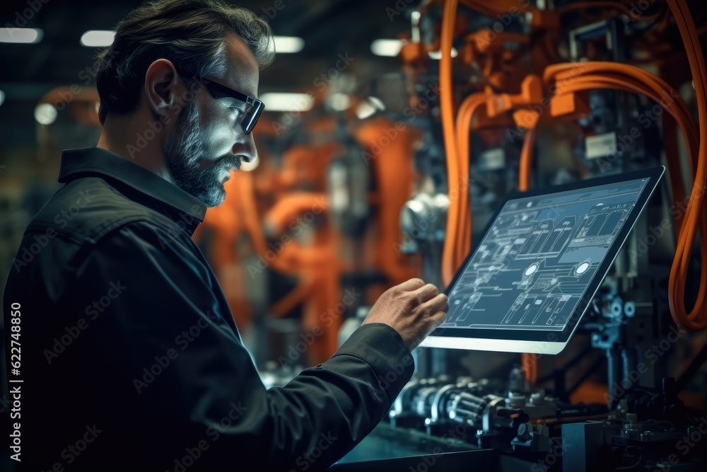 Robotic Process Automation engineer using laptop for smart factory ... Robotic Process Automation engineer using laptop for smart factory ...