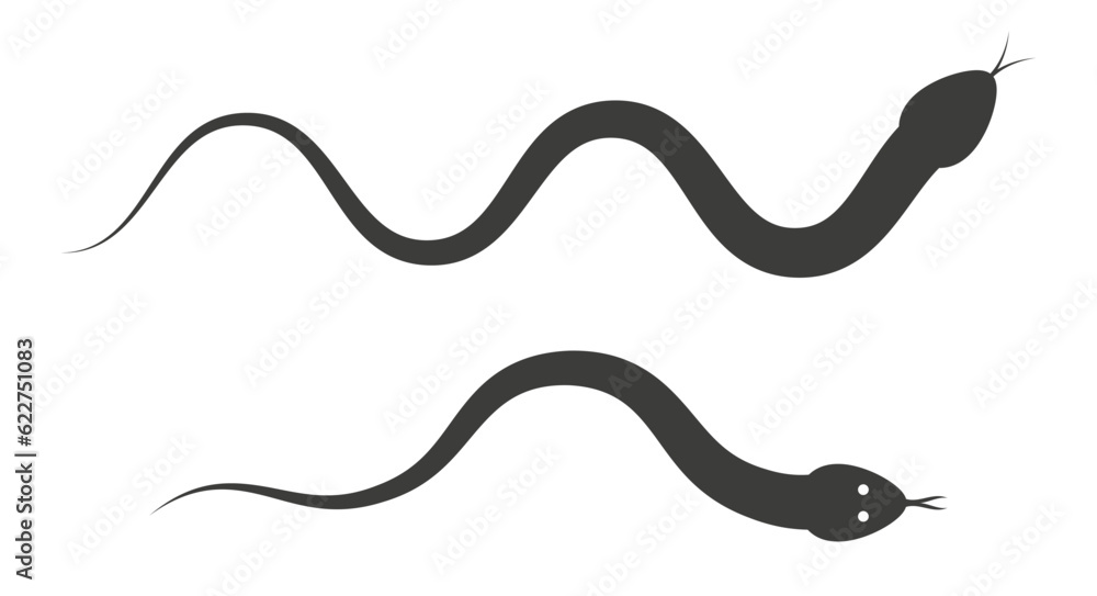 Simple cute snake silhouette icon. Flat vector illustration isolated on ...