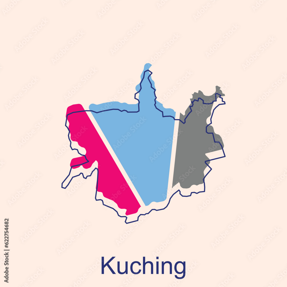 Map of Kuching vector design template, World Map International vector ...