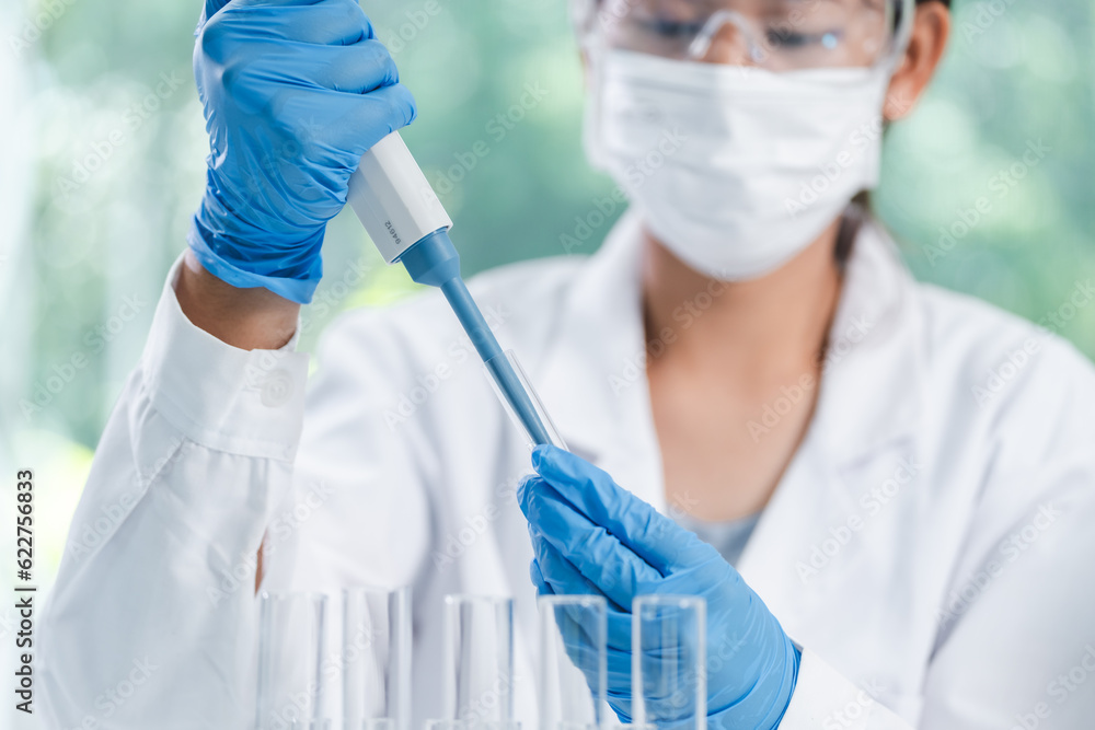 medicine research in chemical laboratory, chemist scientist working ...