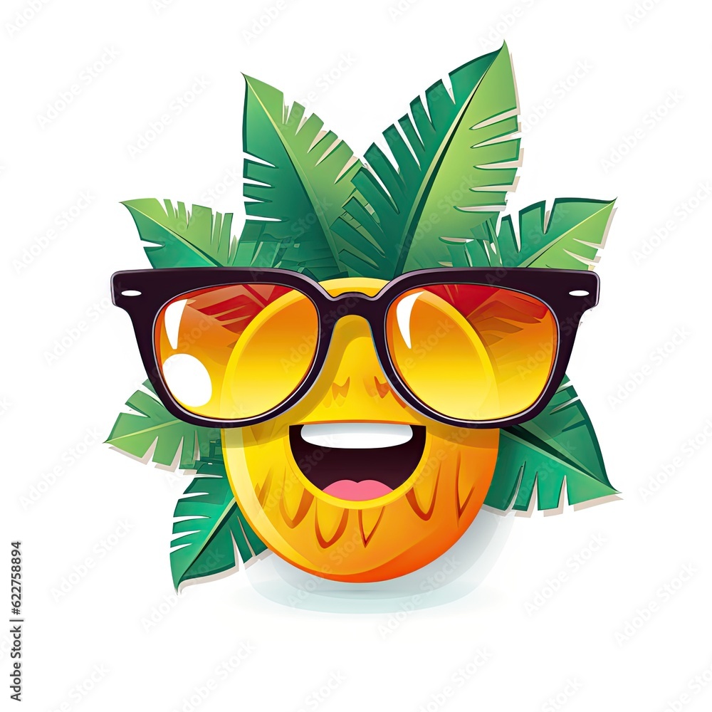 Smiley summer emoticon icon. Smiley emoji summer character .Beach and ...