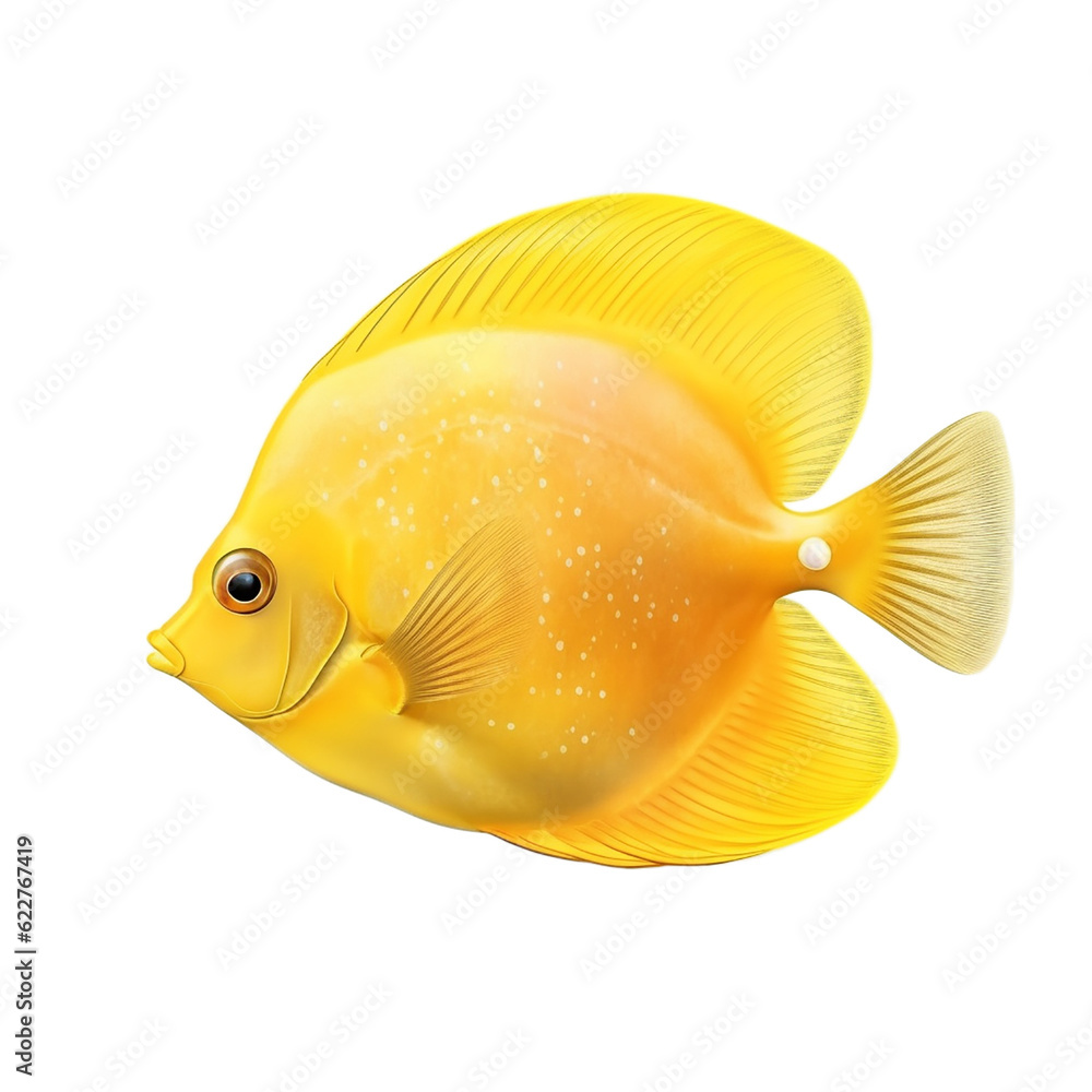 yellow tang fish isolated on transparent background cutout Stock ...