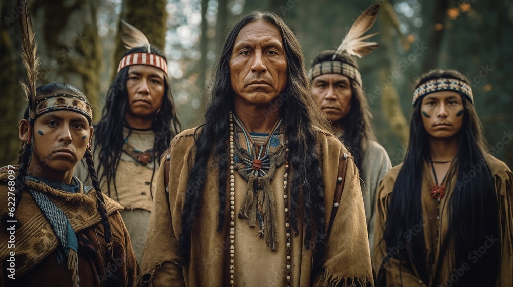 AI generated illustration of portrait of Native American Indian men ...