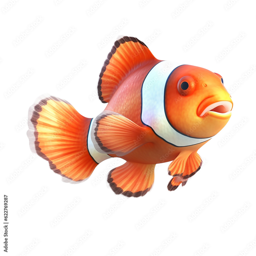 clown fish swimming , isolated on transparent background cutout ...
