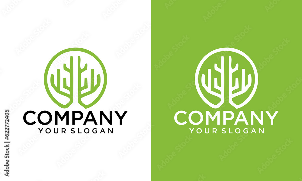 circle tree abstract logo in line art style, corporate logo ideas ...