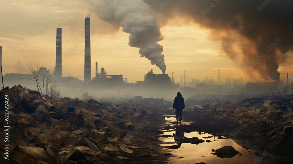 AI generated illustration of post-apocalyptic scenery showing the ...