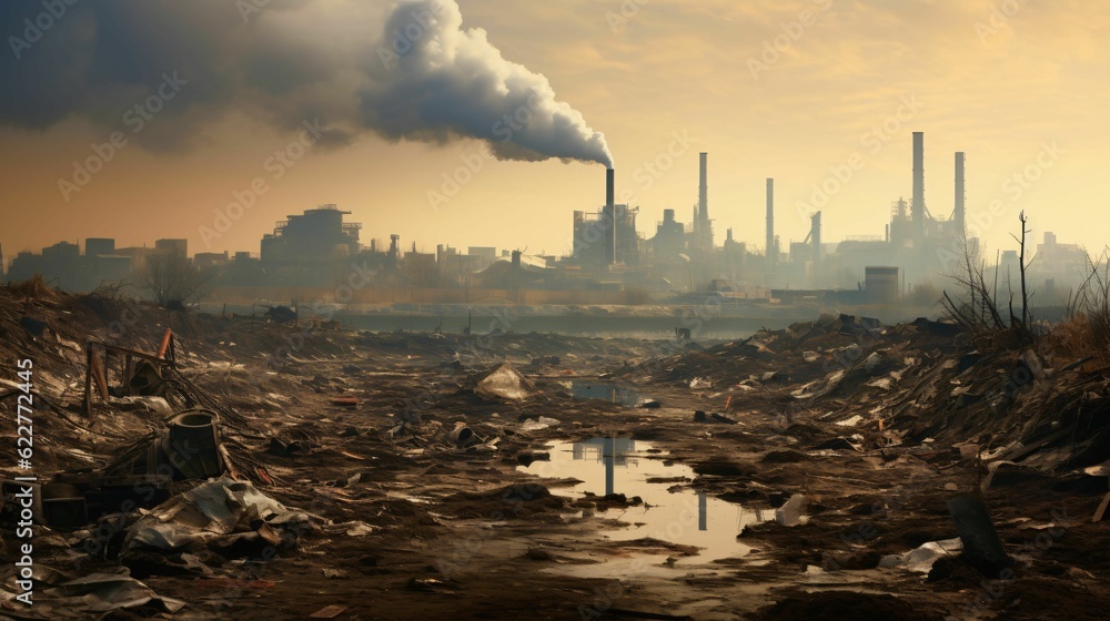 AI generated illustration of post-apocalyptic scenery showing the ...